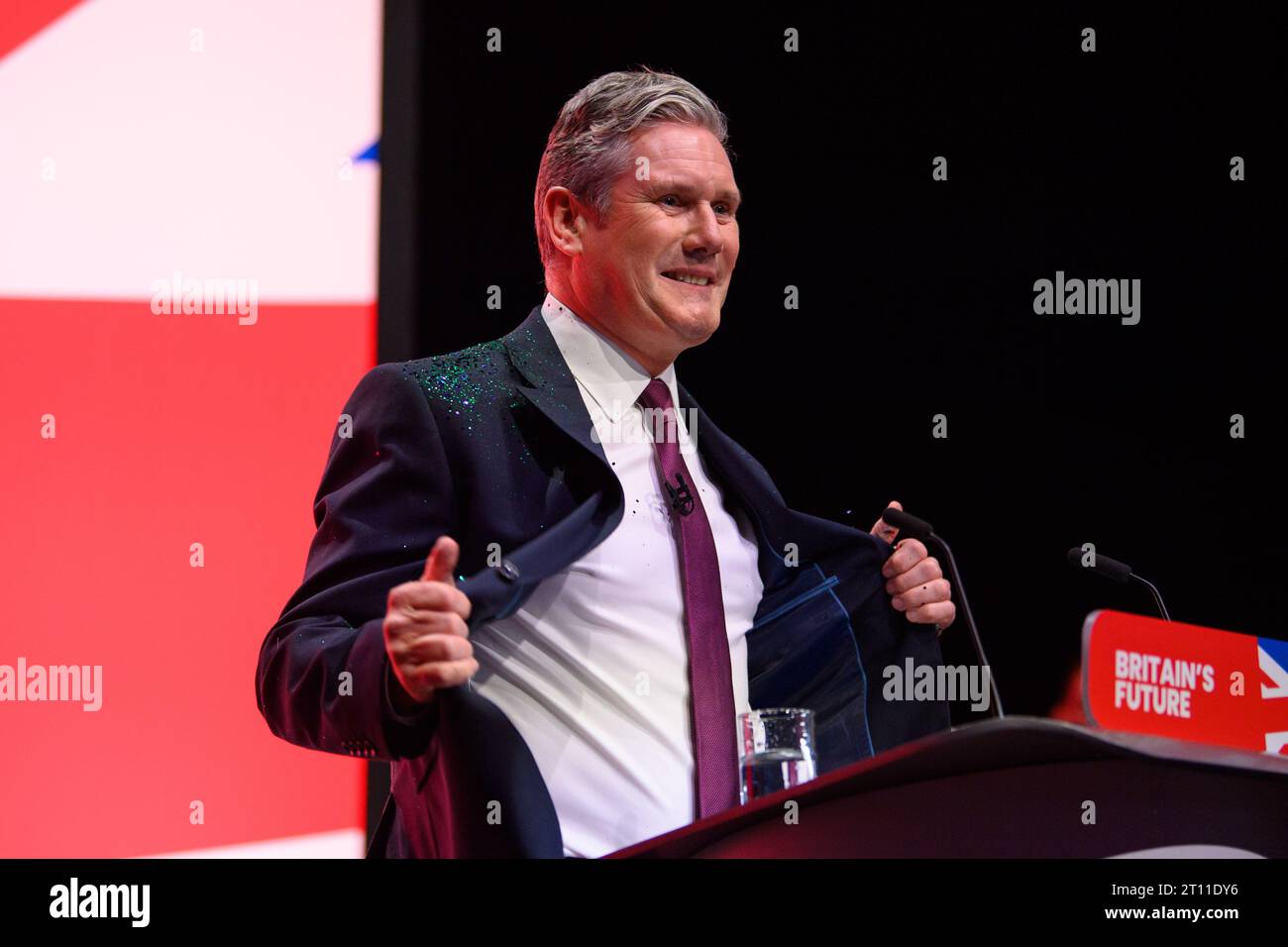 London, UK. 10 October 2023. Labour Party leader Keir Starmer reacts ...
