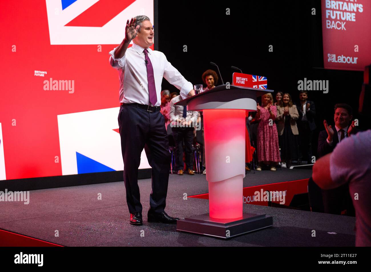 London, UK. 10 October 2023. Labour Party leader Keir Starmer speaks ...