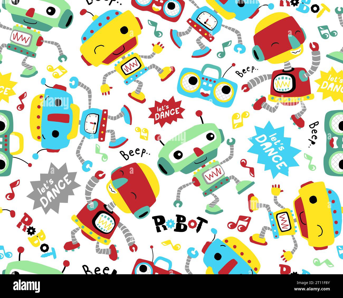 Seamless pattern vector of robots cartoon dancing Stock Vector Image & Art - Alamy