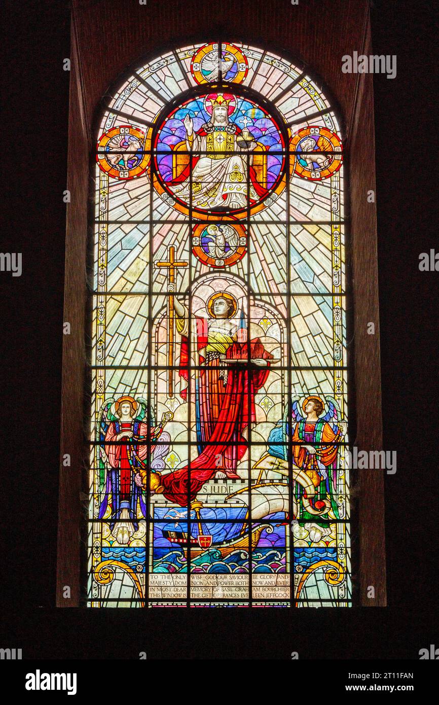 Stained-glass window in the Church of St Jude-on-the-Hill (usually ...