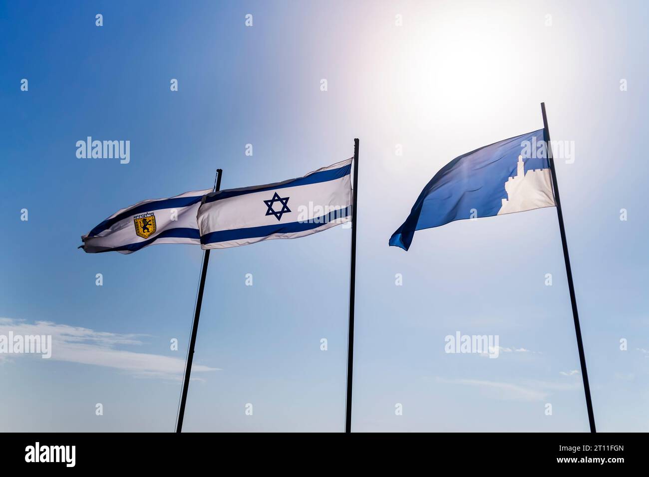 Three israeli national flags waving hi-res stock photography and images ...