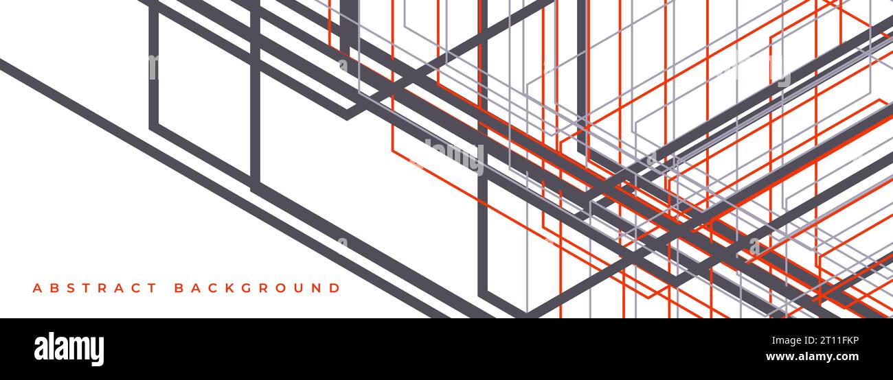 White abstract modern background with gray and red geometric lines and ...