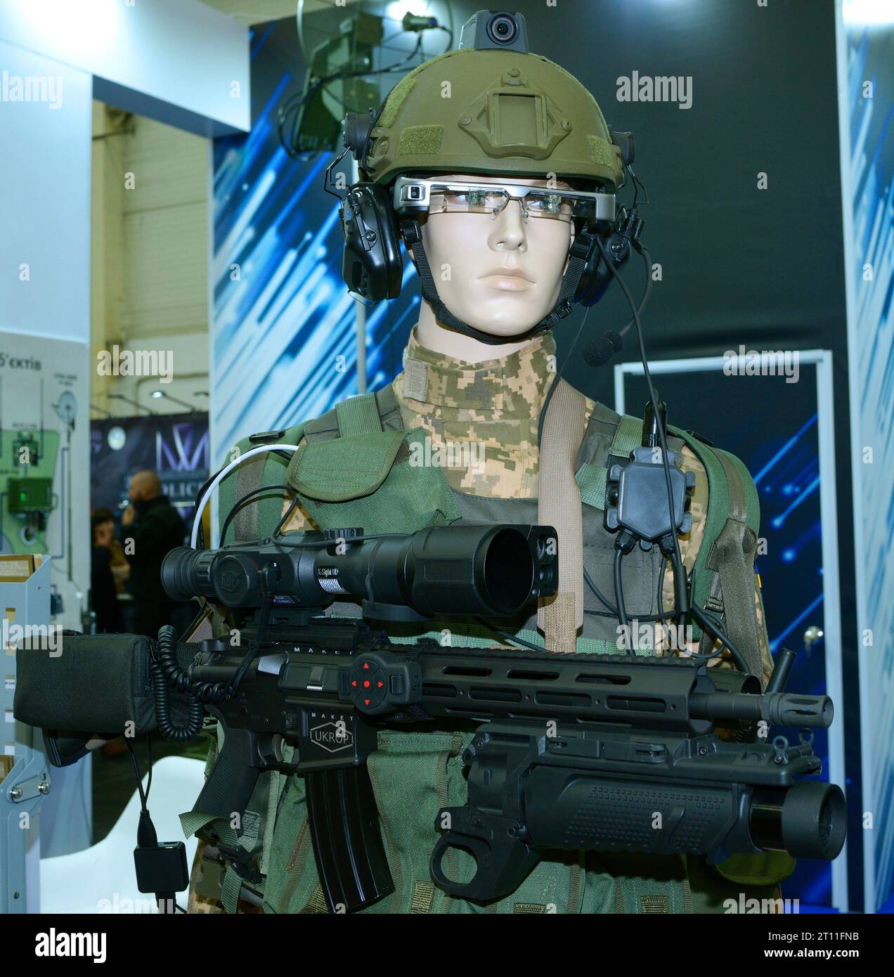 Part of new equipment of Ukrainian soldier, machine gun, army anti ...