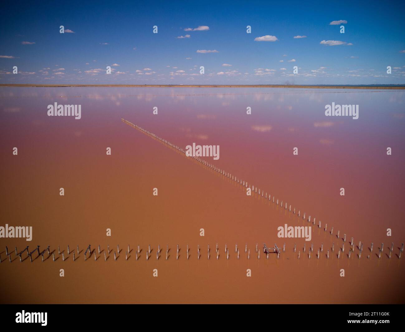 Aerial top view of a pink salt lake. Azov Ukraine Stock Photo - Alamy