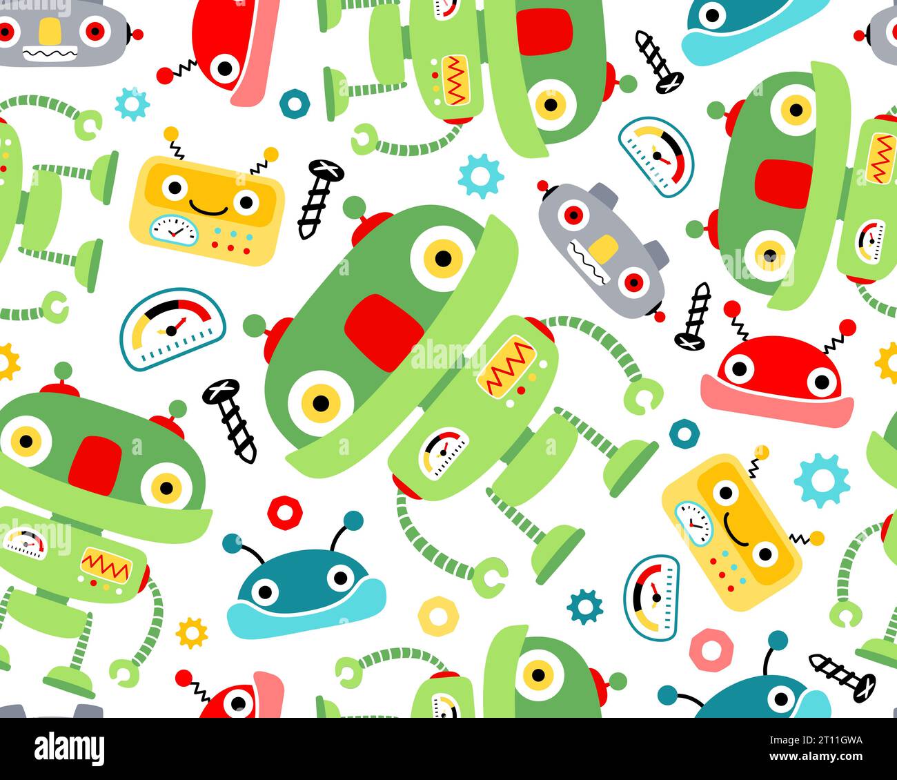 Seamless pattern vector with robots cartoon, robots element illustration Stock Vector Image ...