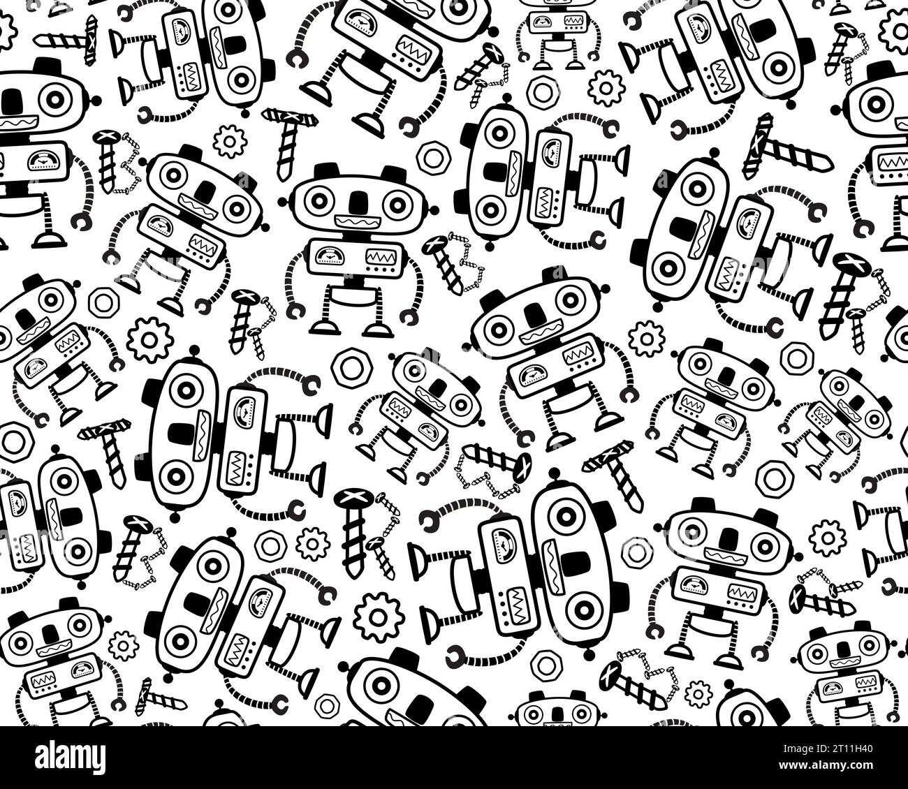 Seamless pattern vector of outline robot cartoon Stock Vector Image & Art - Alamy