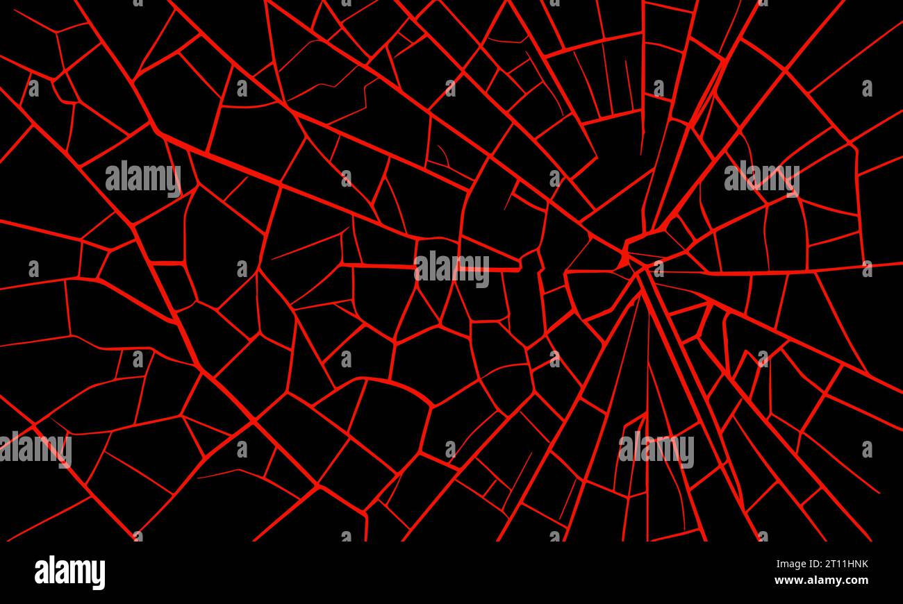 Black background with red cracks. Vector silhouette of cracks in glass ...