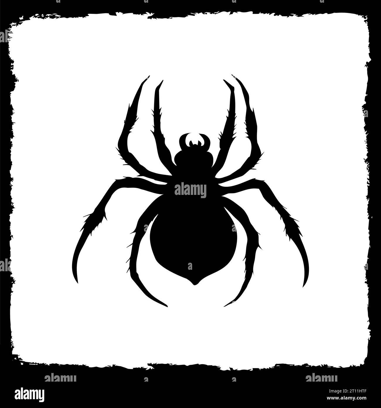 Spider silhouette. Square frame. Vector black silhouette, Elements for ...