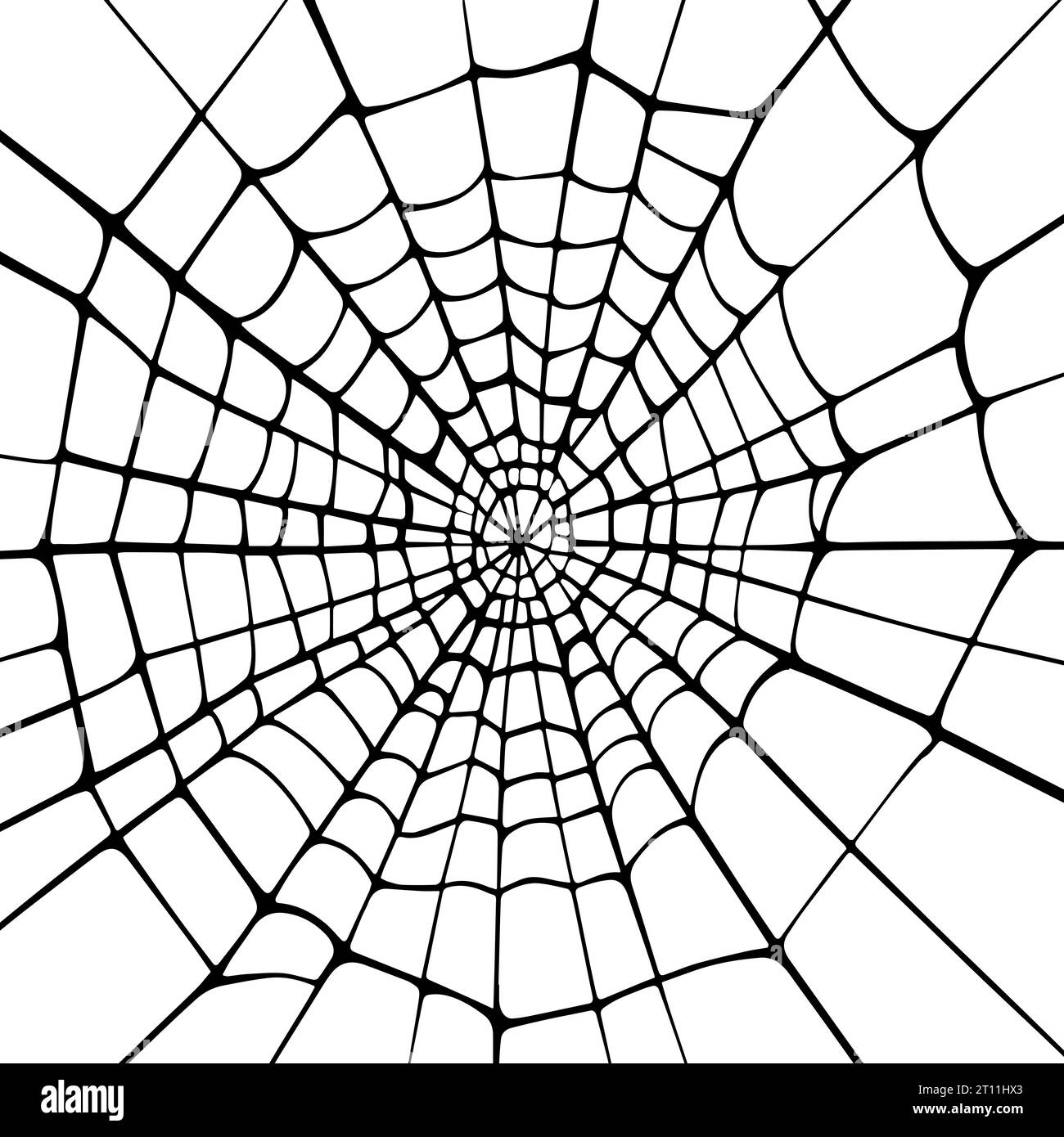 Spider round web, hand drawn. Vector black silhouette on a white ...