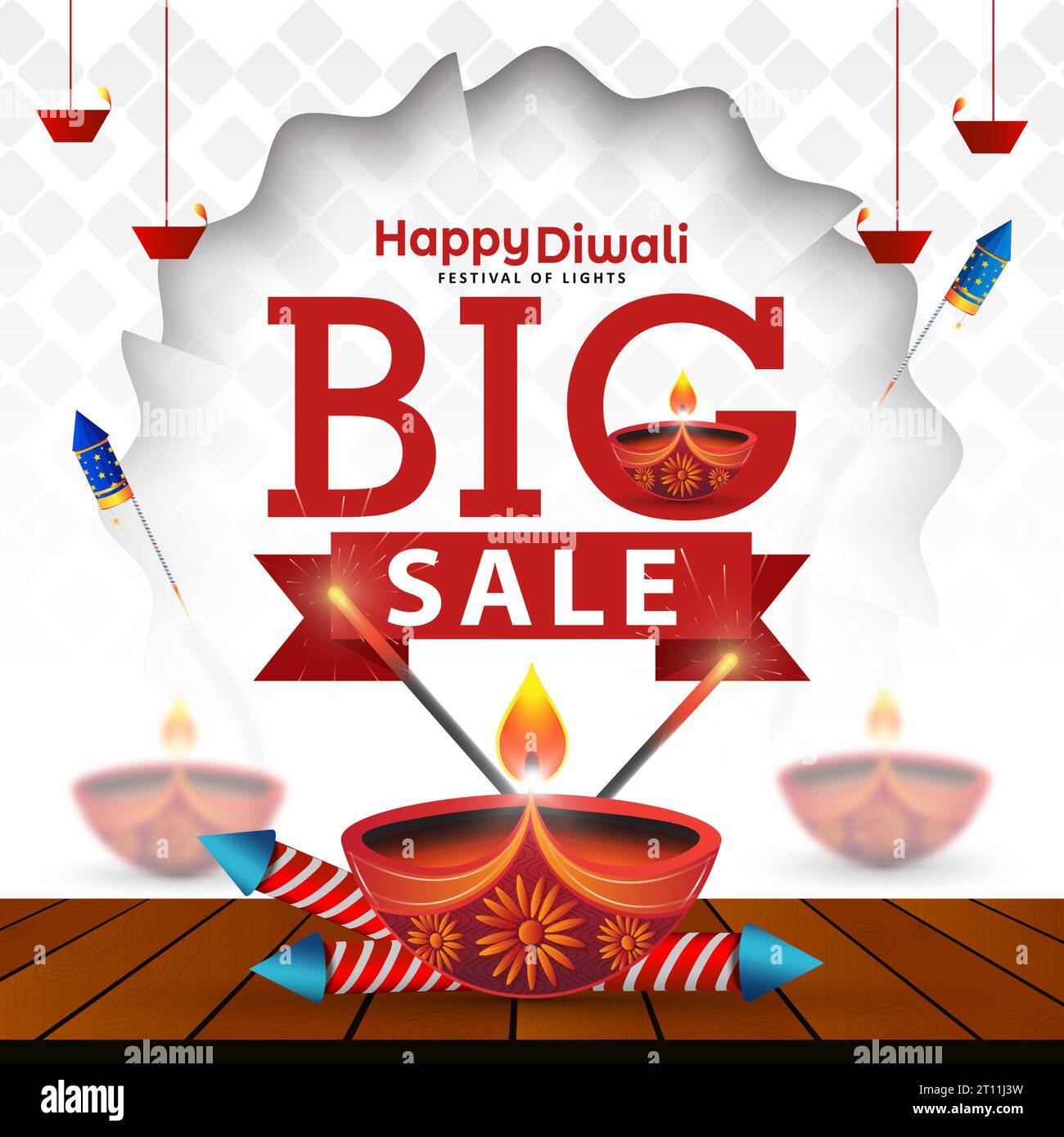 Happy Diwali big sale banner design template with diya oil lamp and ...