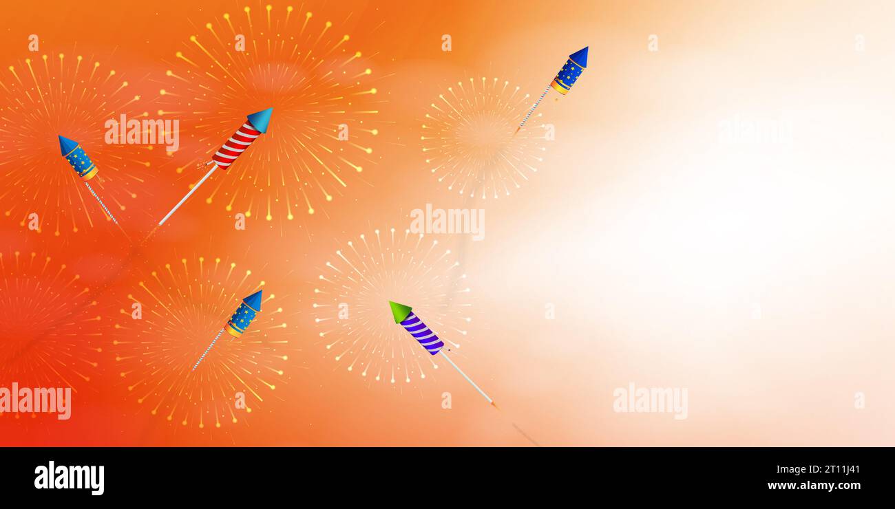 Festival fireworks banner design background with space for text ...