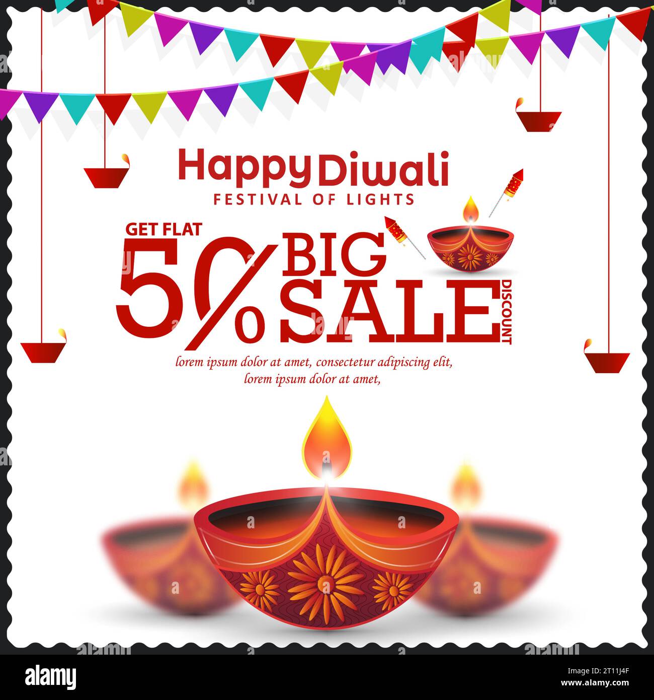 Attractive 50% discount big sale ad banner design for Diwali festival ...