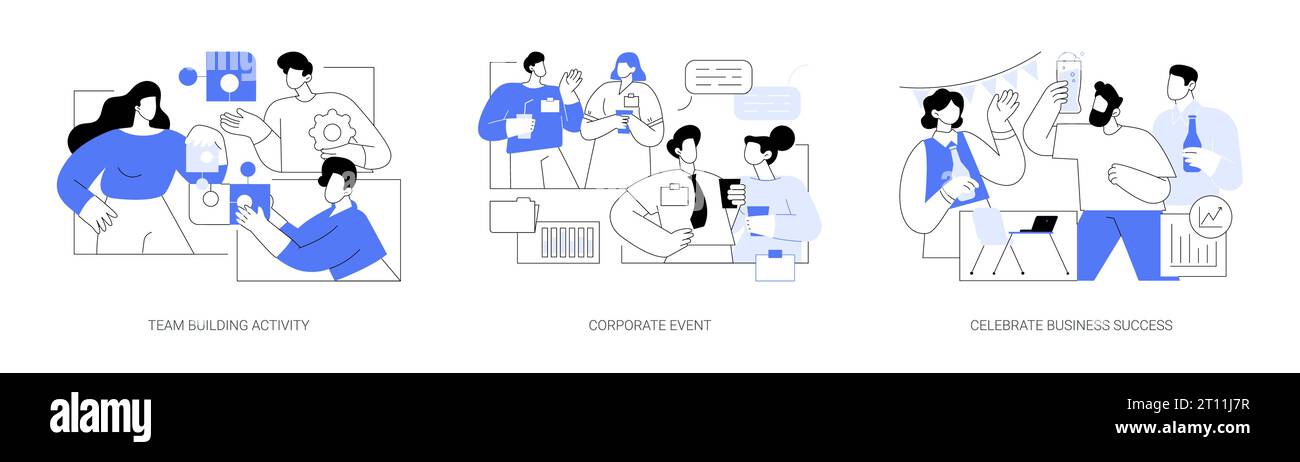 Teamwork activities isolated cartoon vector illustrations se Stock ...