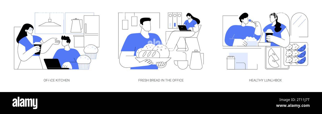 Lunchtime at work isolated cartoon vector illustrations se Stock Vector ...
