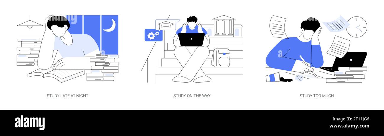 Preparing for exams isolated cartoon vector illustrations se Stock ...