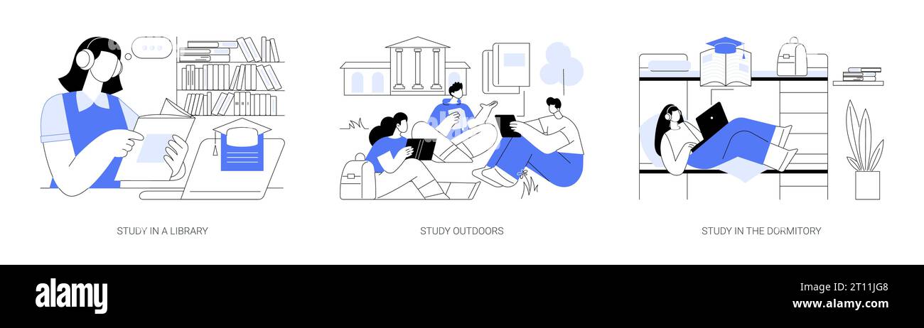 Getting ready for classes isolated cartoon vector illustrations se ...