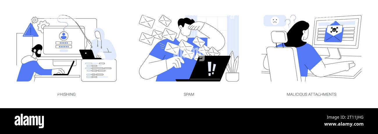 Computer network attack isolated cartoon vector illustrations se Stock ...