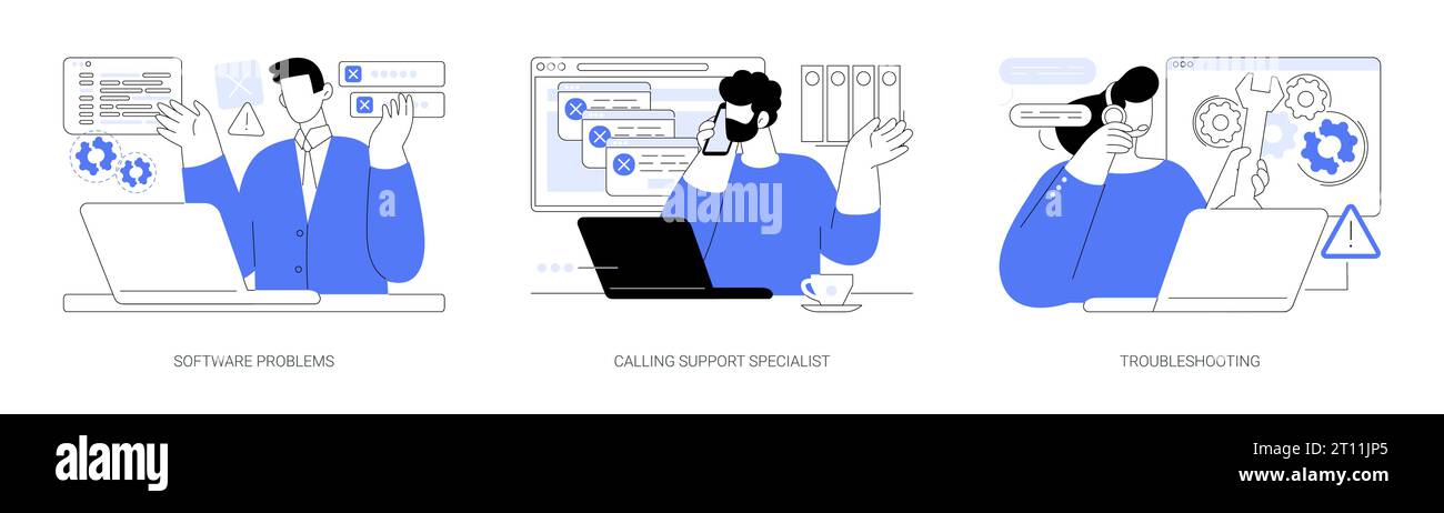 Software support line isolated cartoon vector illustrations se Stock ...