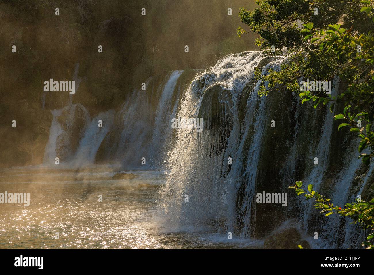 picturesque multiple cascades of the roski slap waterfalls in the krka ...
