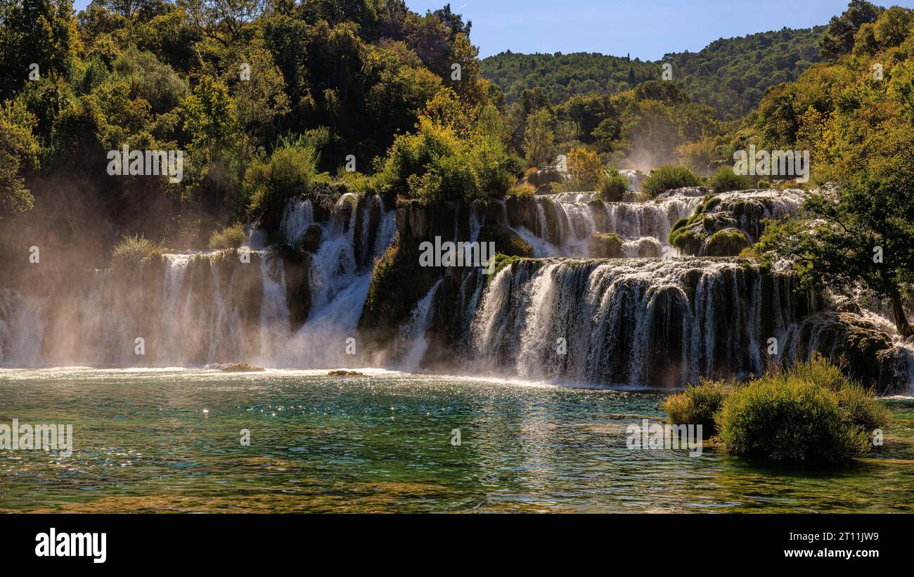 picturesque multiple cascades of the roski slap waterfalls in the krka ...