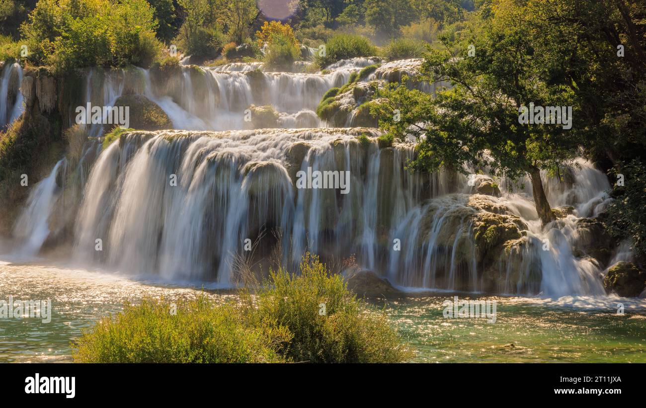 picturesque multiple cascades of the roski slap waterfalls in the krka ...