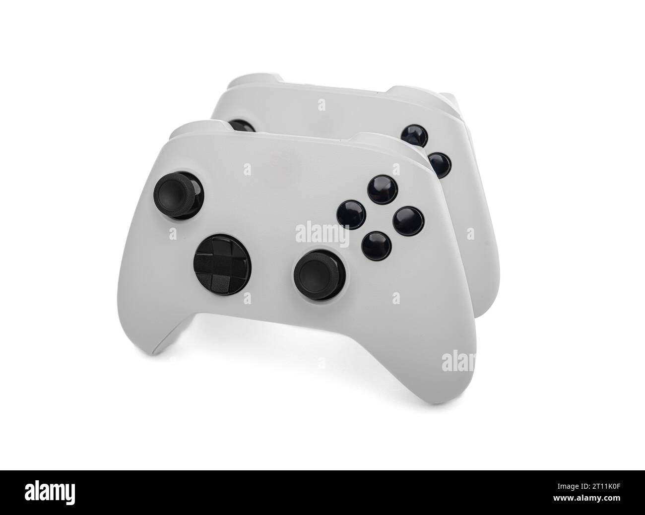 White wireless gamepad controller joystick isolated on a white Stock ...