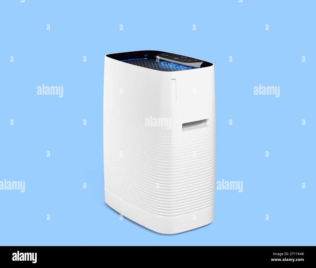 Modern air cleaner perspective view 3d render on blue Stock Photo - Alamy