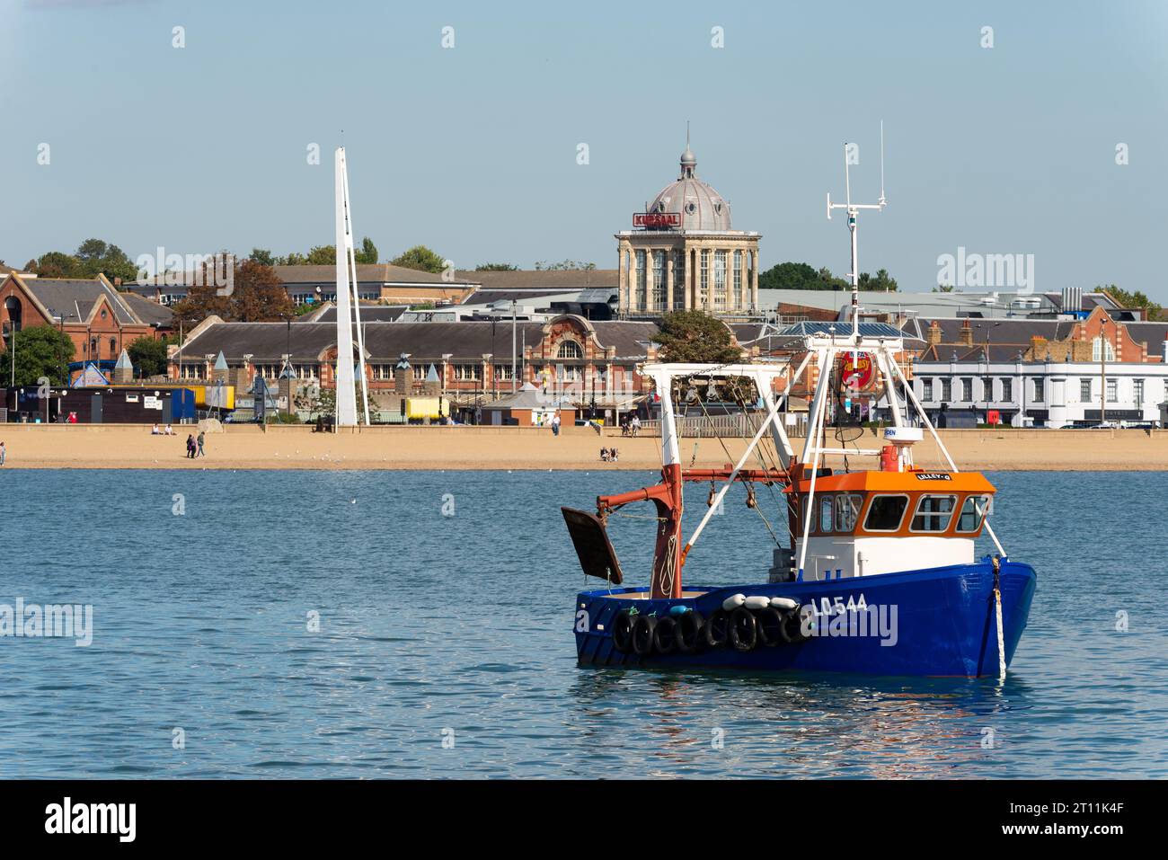The Kursaal, Southend on Sea, Essex, UK, and seafront viewed from the ...