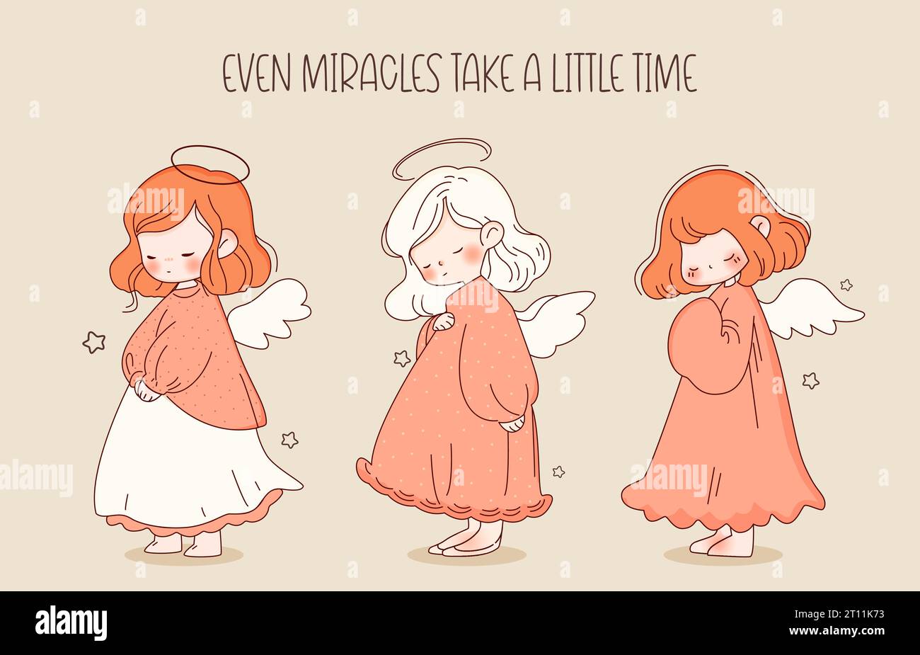 Cute cartoon angels girls for Christmas and Easter. Vector illustrtaion ...