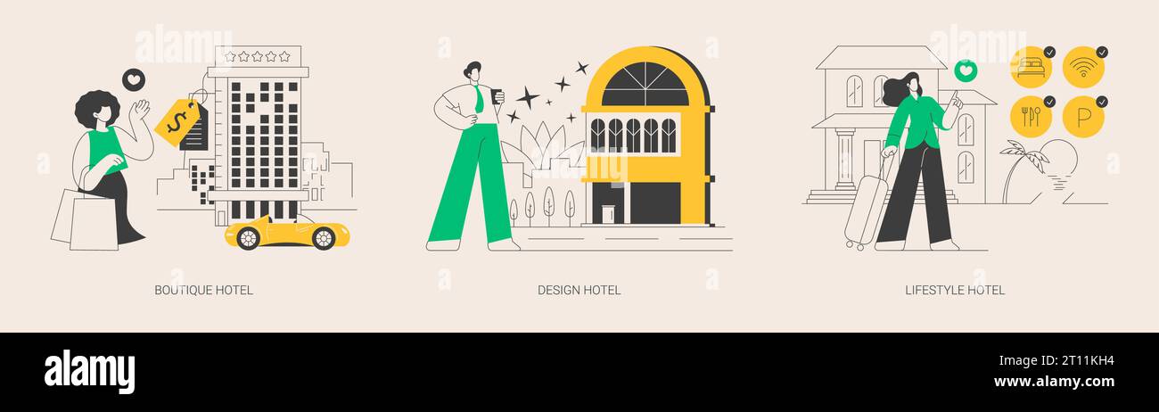 Holiday accommodation abstract concept vector illustrations Stock ...