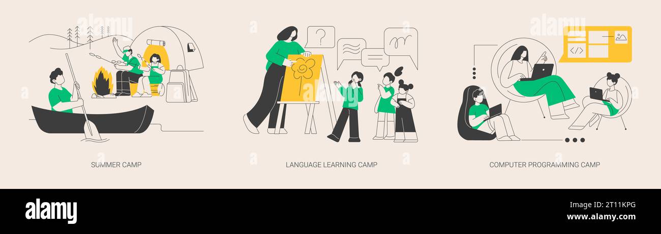 Summer camp abstract concept vector illustrations Stock Vector Image ...