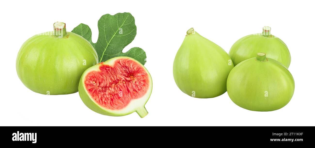 Ripe green fig fruit isolated on white background with full depth of ...