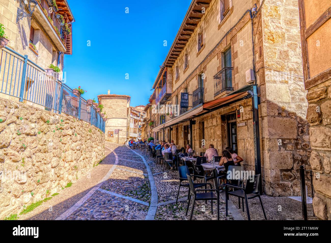 Frias Spain tourists and visitors outside a café in the beautiful ...
