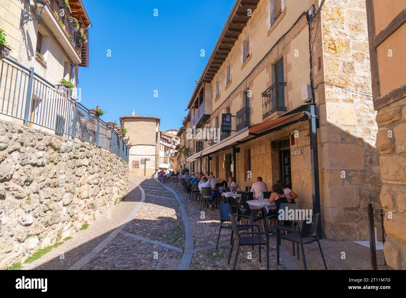 Frias Spain tourists and visitors outside a café in the beautiful ...