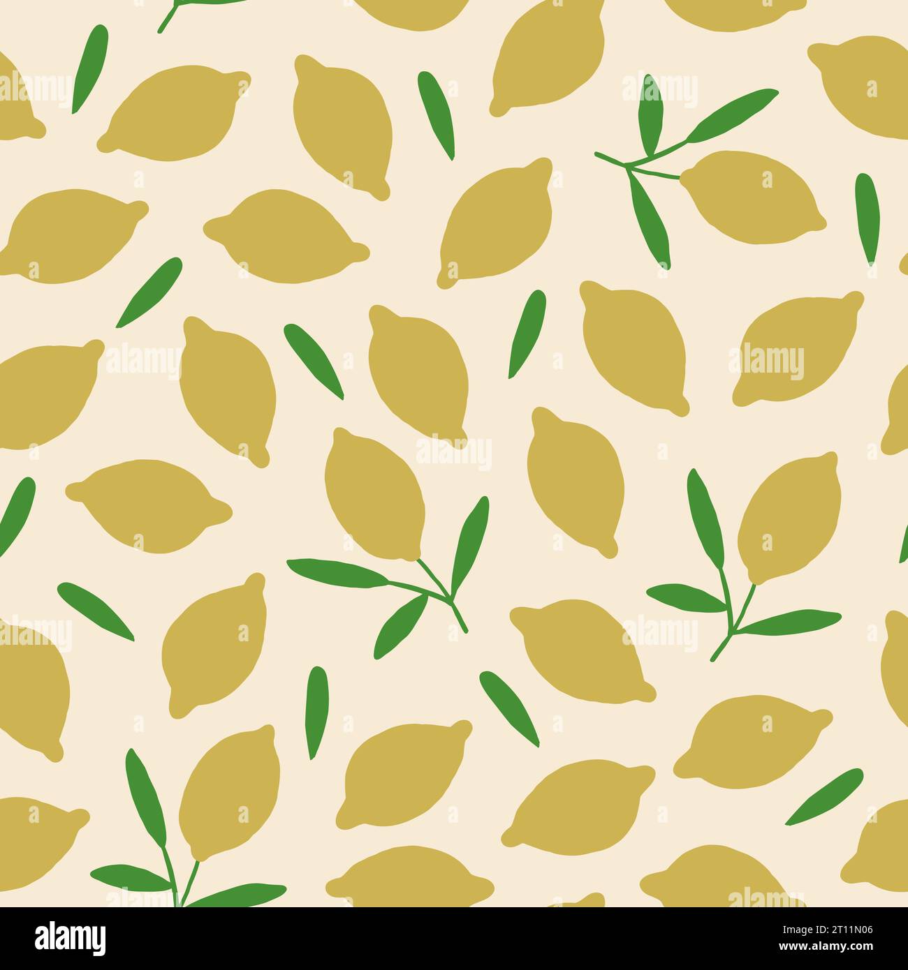 Vector seamless pattern with lemons on beige background. Juicy fruits pattern. Vector ...