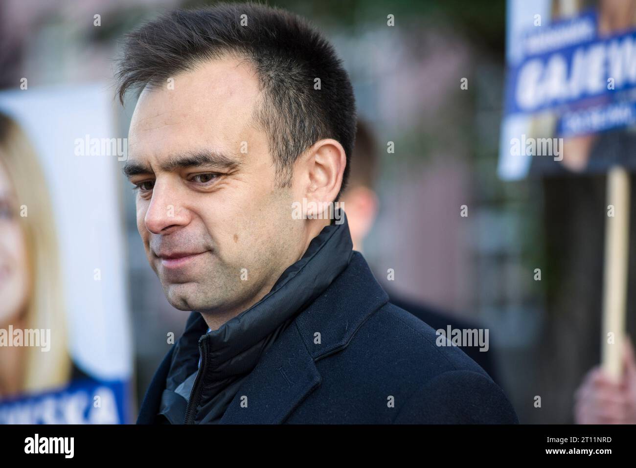 Andrzej Domanski attends to the press conference outside the Warsaw ...