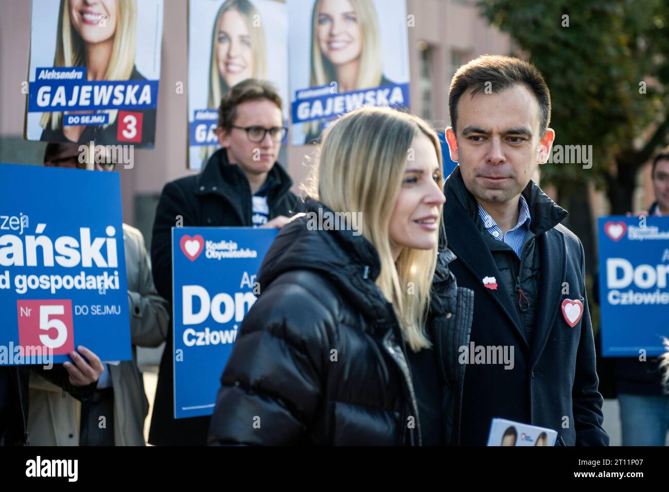 Aleksandra Gajewska and Andrzej Domanski speak during the press ...