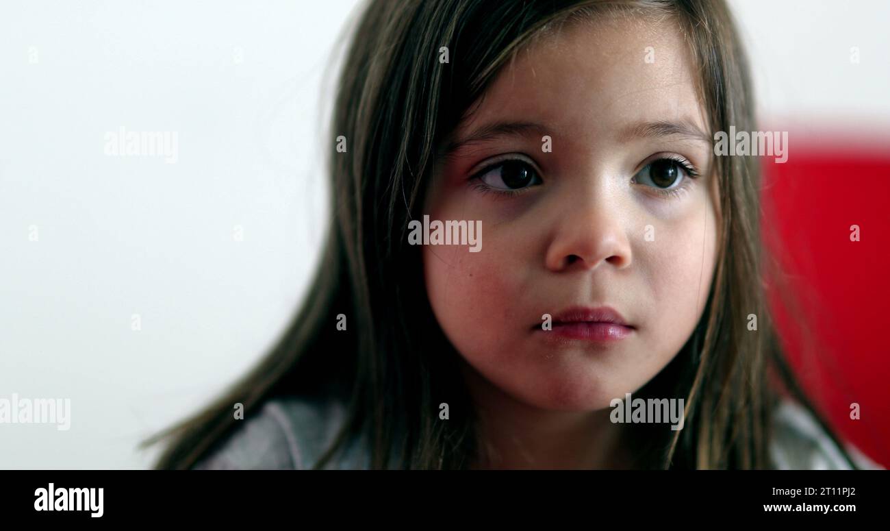 Little girl sad face emotion close-up portrait Stock Photo - Alamy