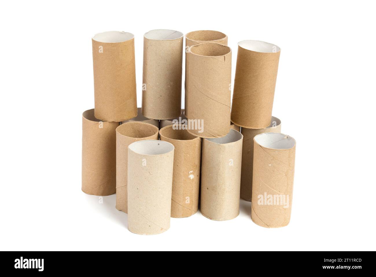 Empty toilet paper on white background Stock Photo - Alamy