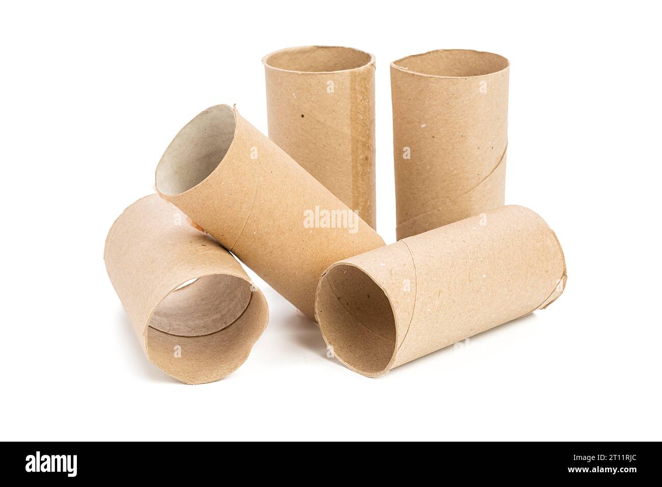 Empty toilet paper on white background Stock Photo - Alamy