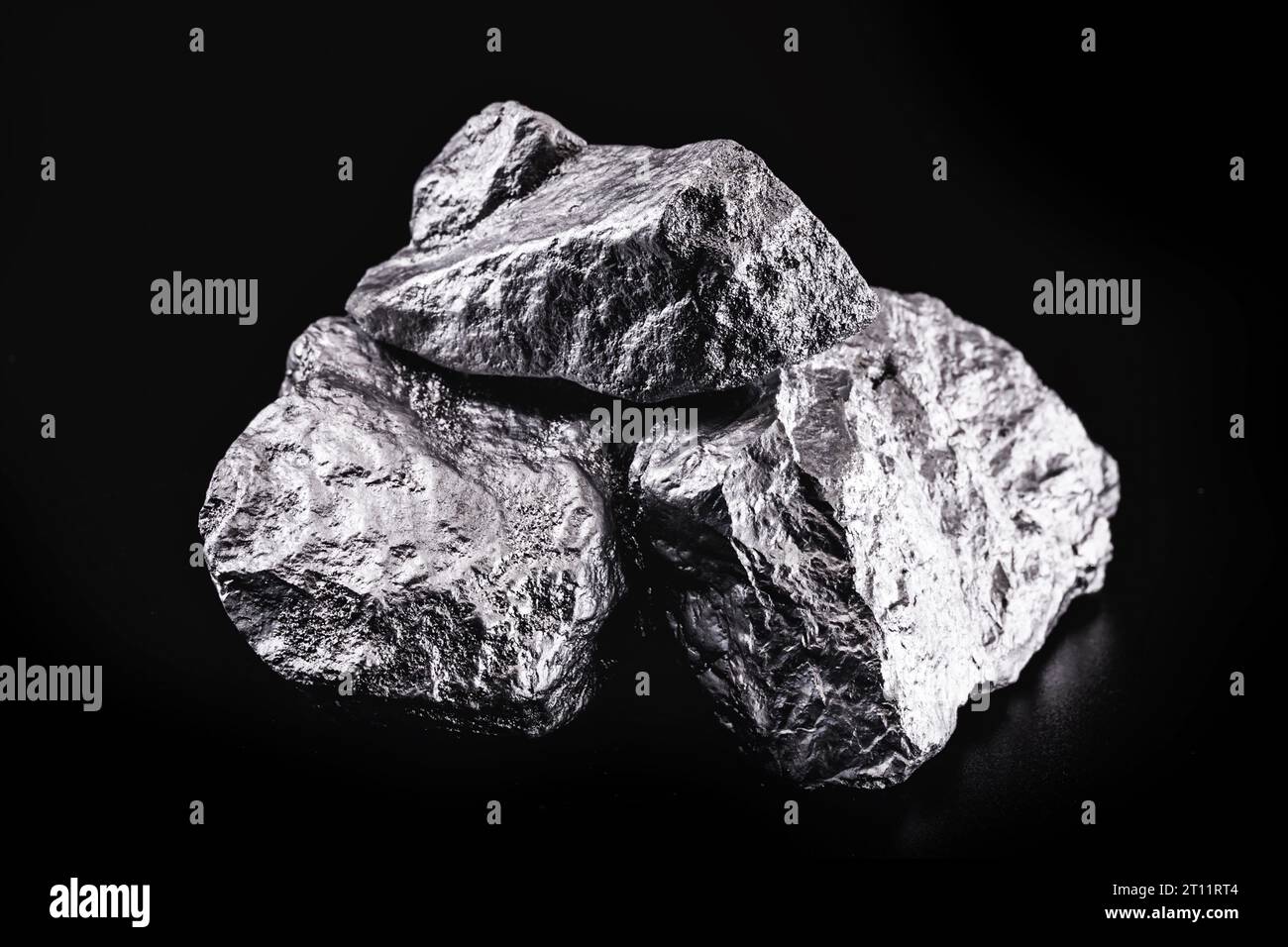 silver nugget native to Liberia isolated on black background Stock ...