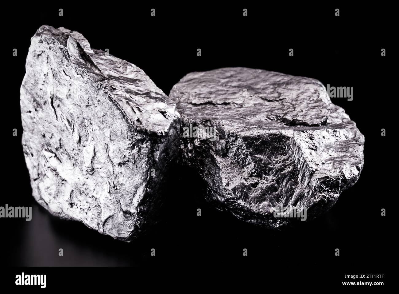 silver nugget native to Liberia isolated on black background Stock ...