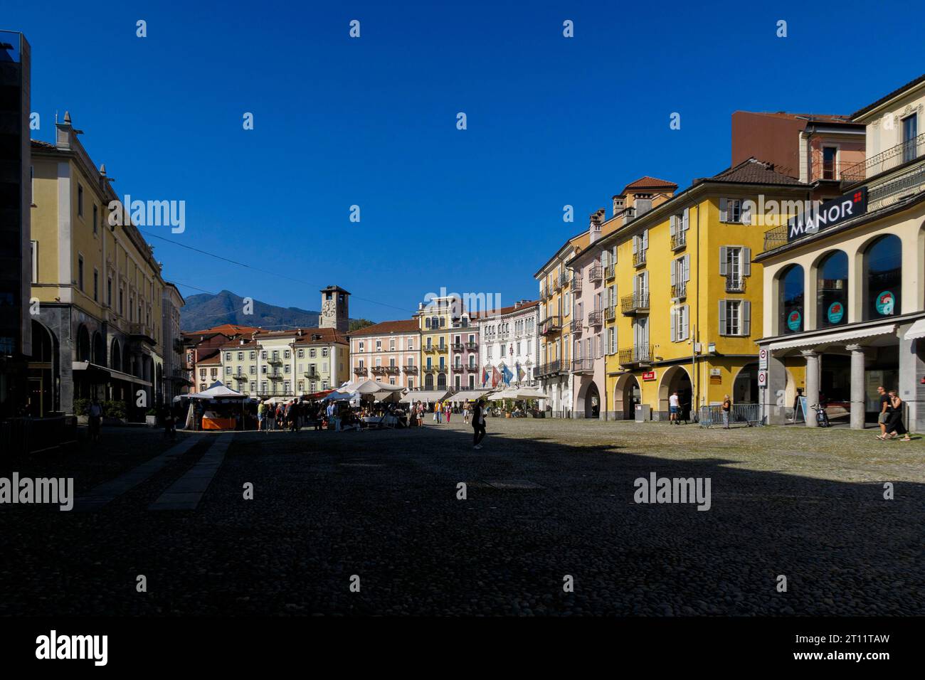 Piazza Grande di Locarno square in Locarno, Ticino canton, Switzerland ...