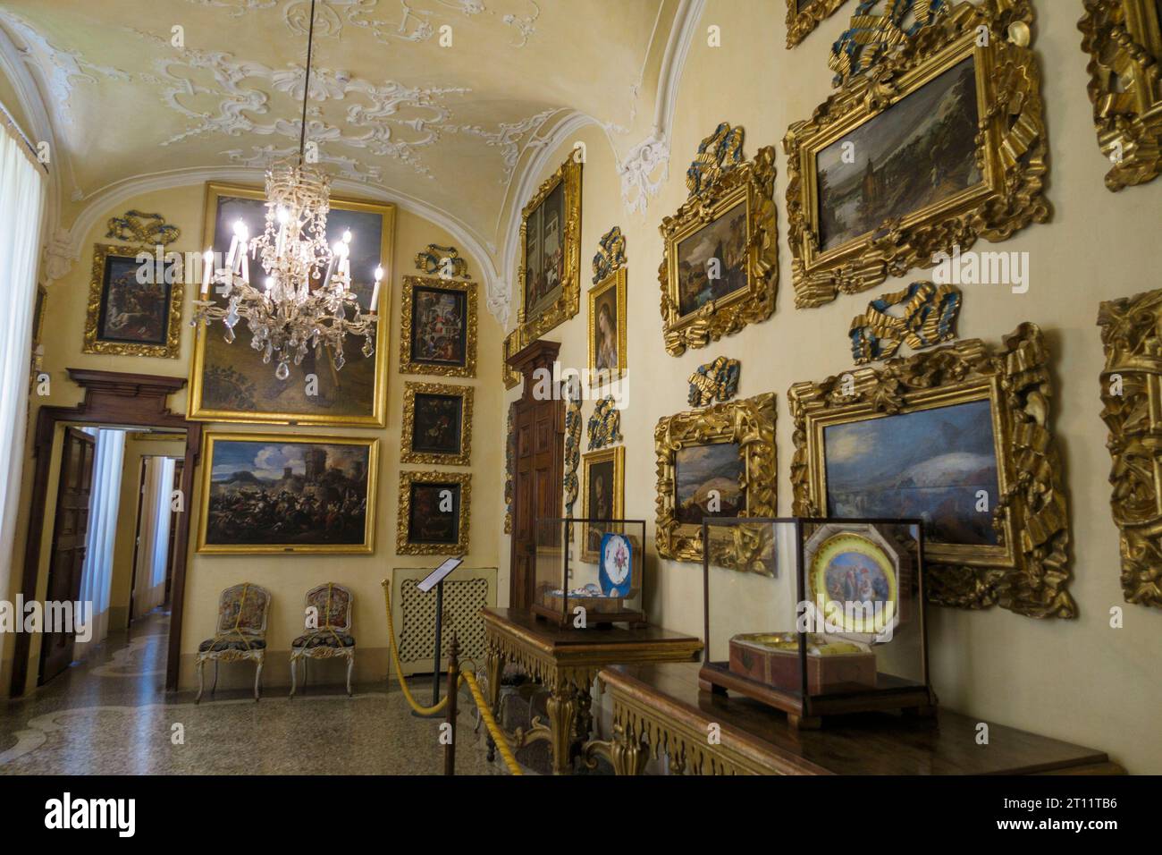Palazzo Borromeo palace interior at Isola Bella, Lake Maggiore ...