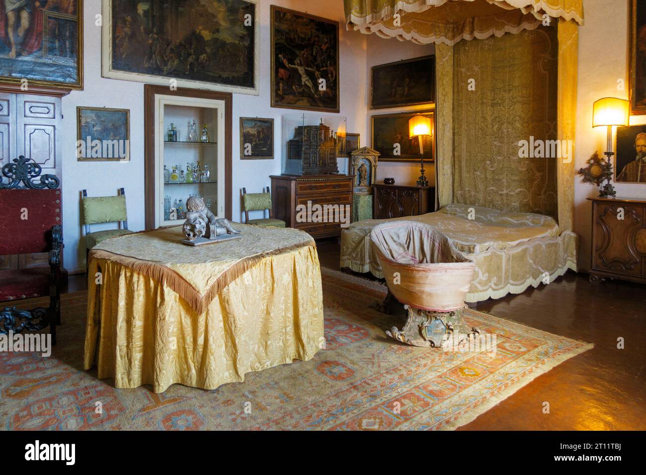 Palazzo Borromeo palace interior at Isola Bella, Lake Maggiore ...