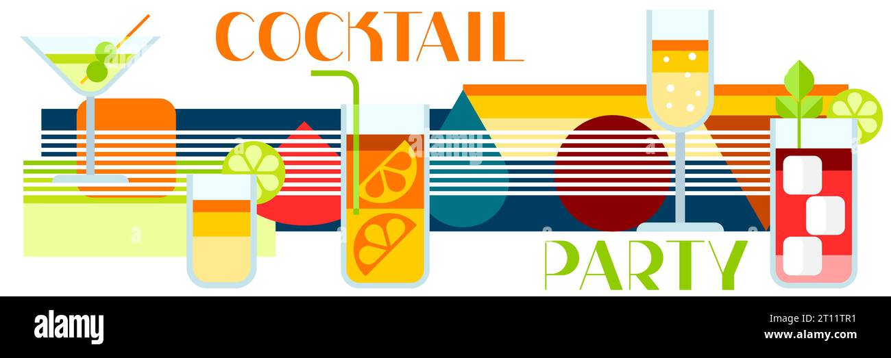 Cocktail party invitation. Abstract background with stylized drink ...