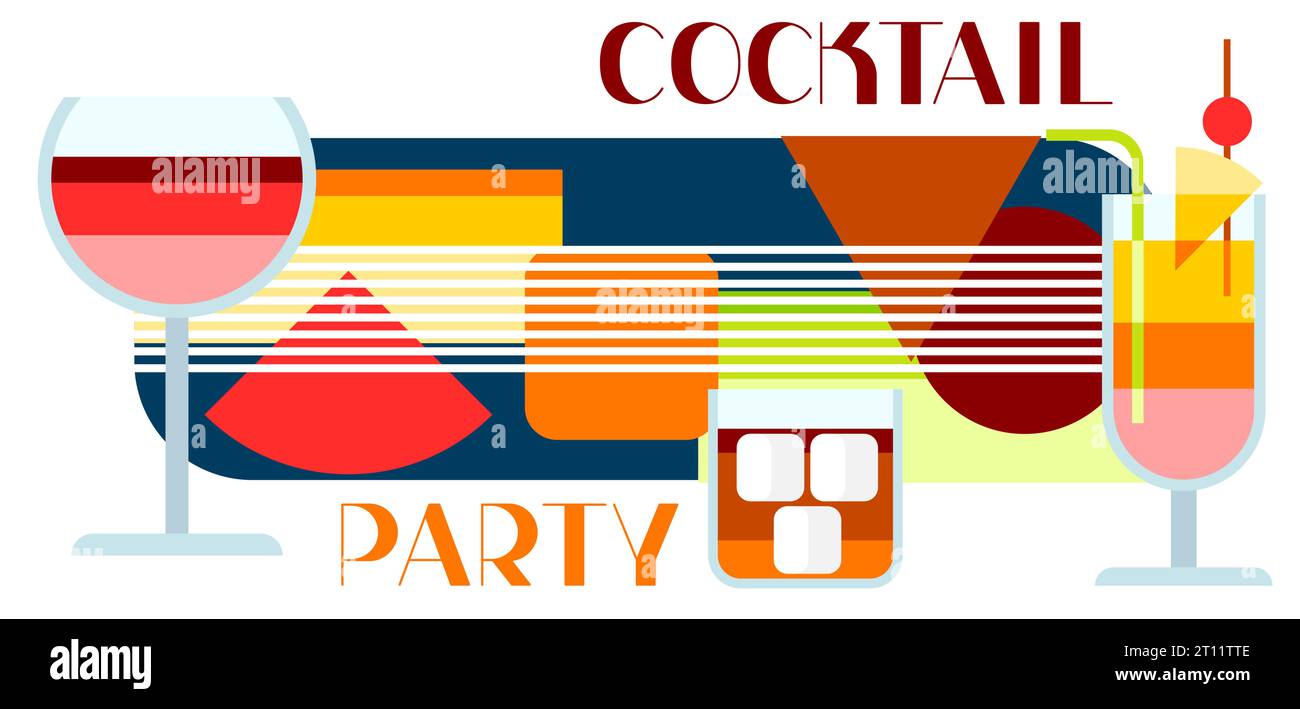 Cocktail party invitation. Abstract background with stylized drink ...