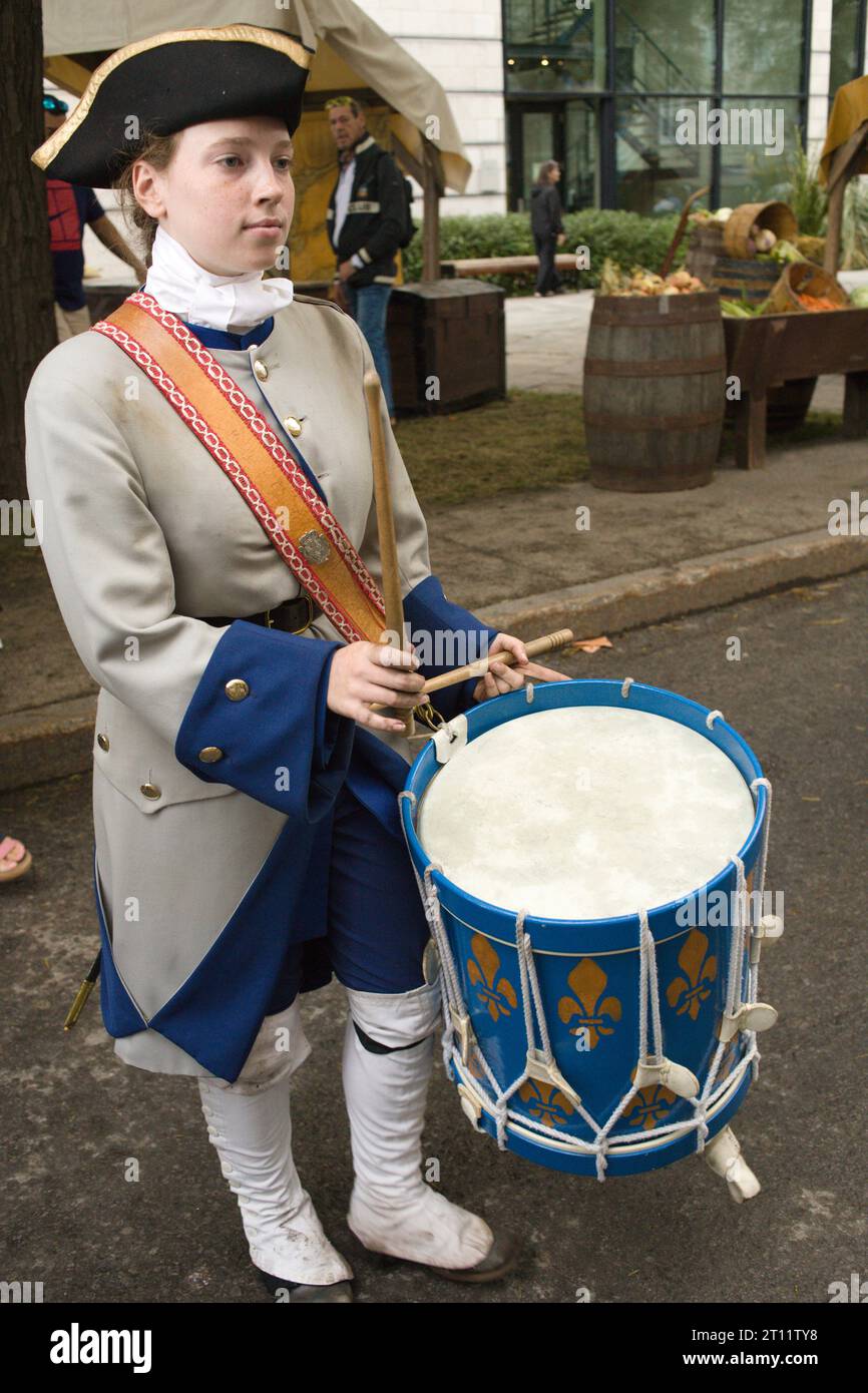 Canada, Quebec, Montreal, 18th century public market, musicians, people ...
