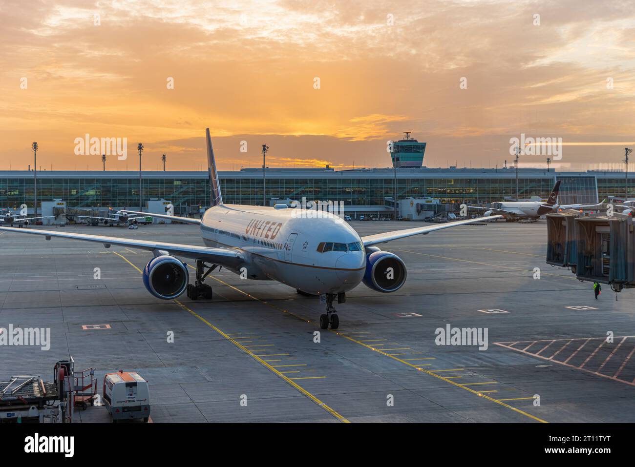 MUNICH, GERMANY - OCTOBER 9. 2023 : United Airlines Boeing 777-222 ...