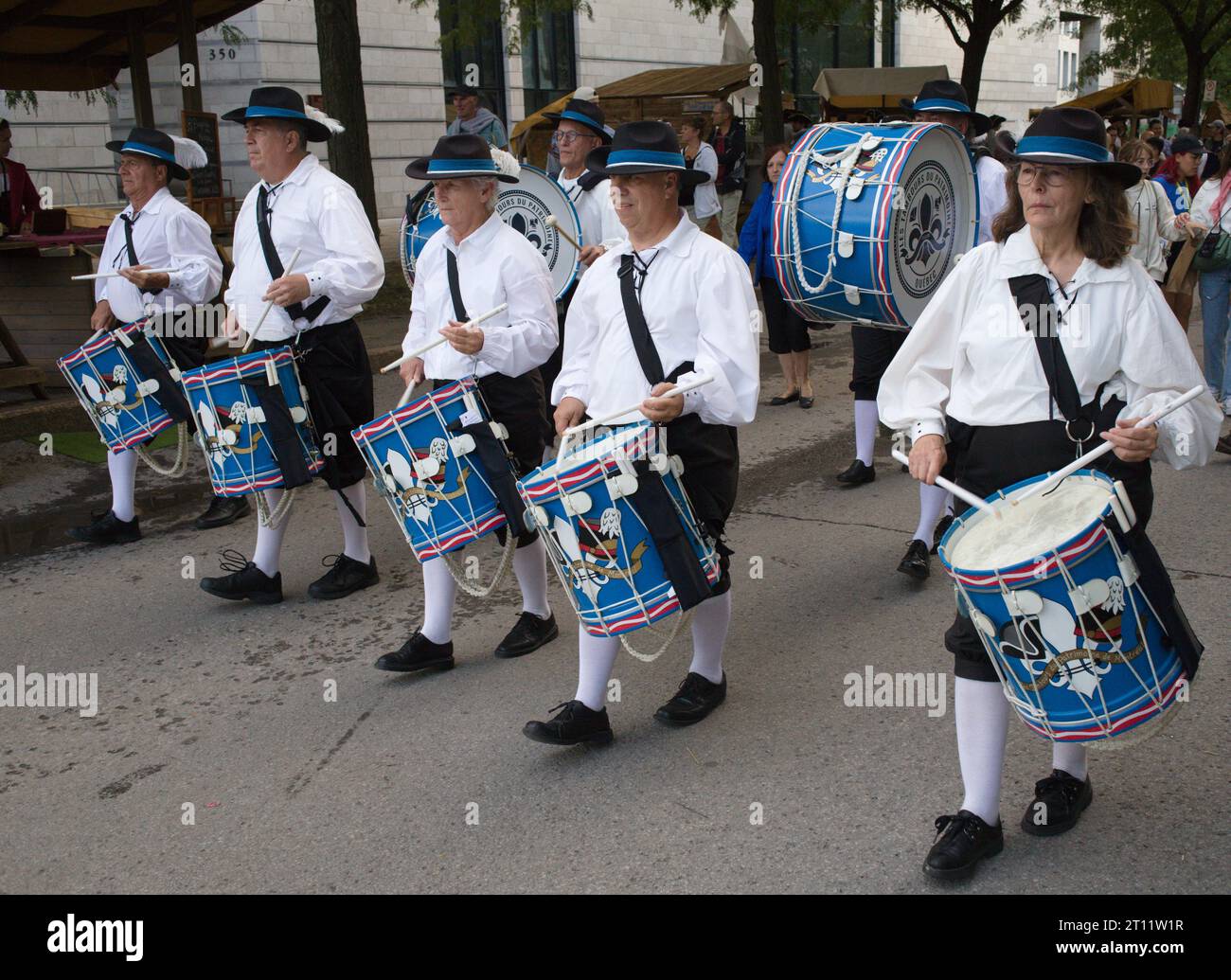 Canada, Quebec, Montreal, 18th century public market, musicians, people ...
